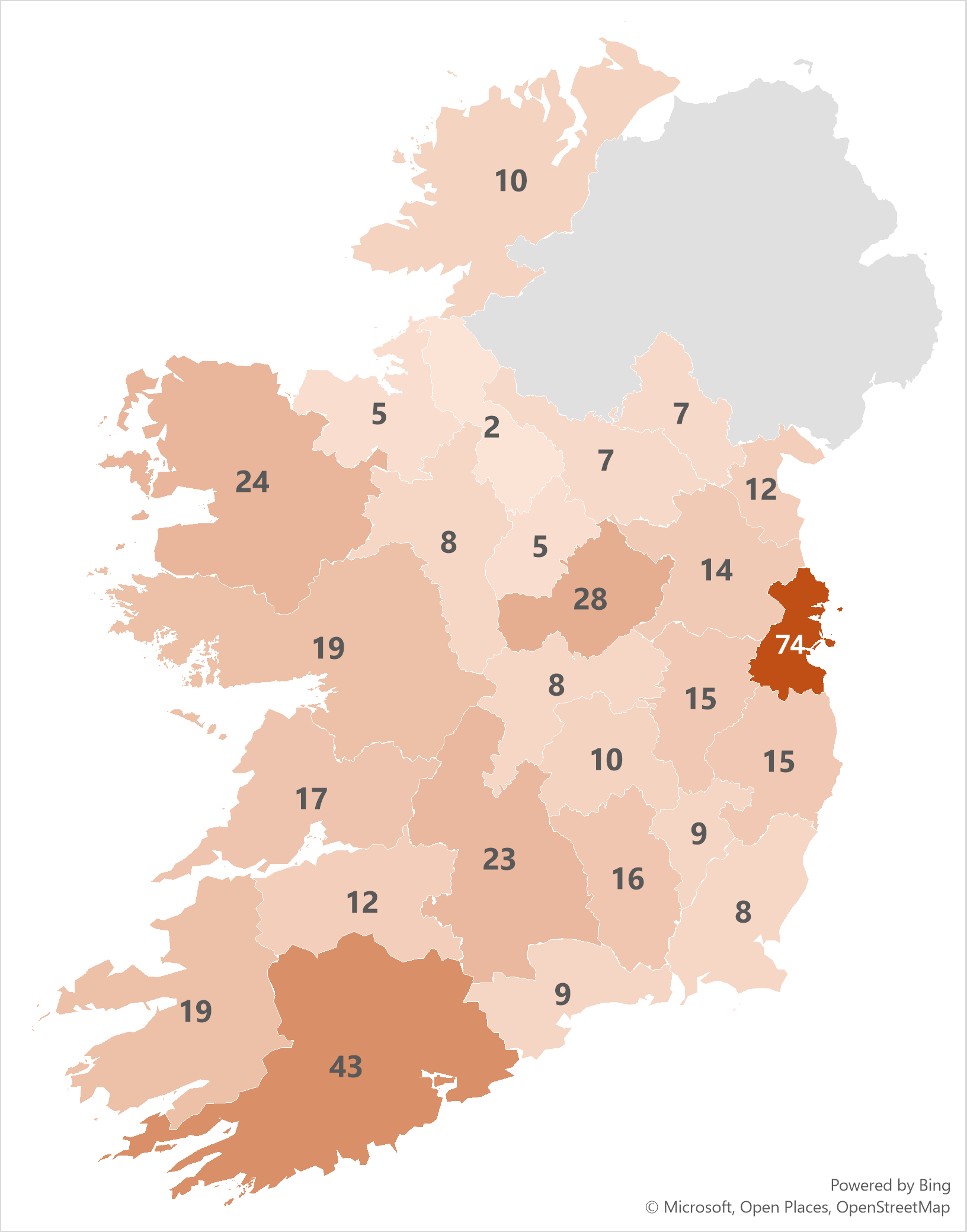Ireland's how many Public Chargers?