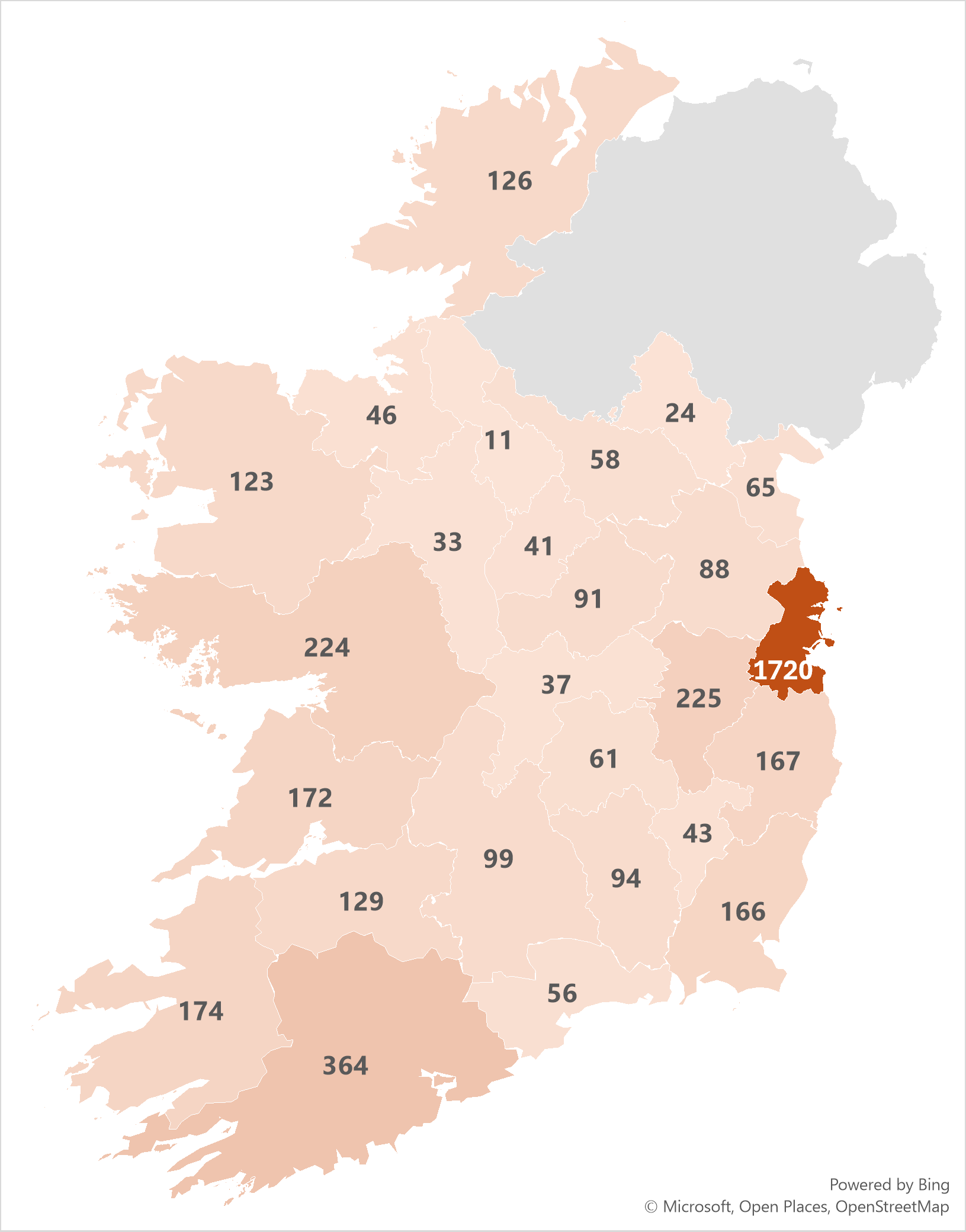Ireland's how many Public Chargers?